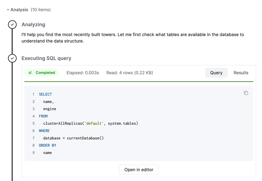 Use Ask AI chat in ClickHouse Cloud | ClickHouse Docs