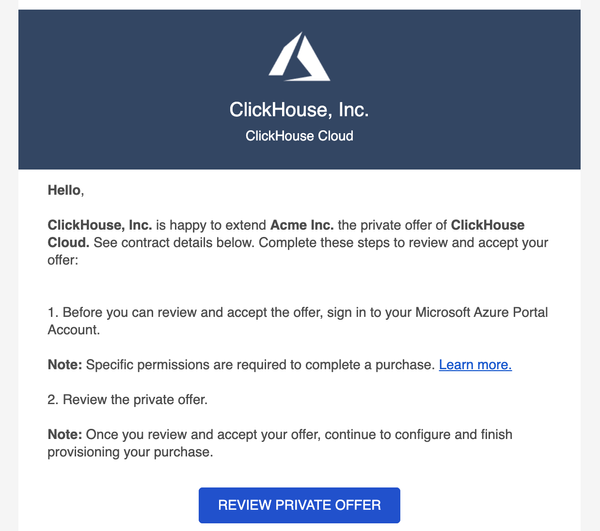 Azure Marketplace Committed Contract | ClickHouse Docs