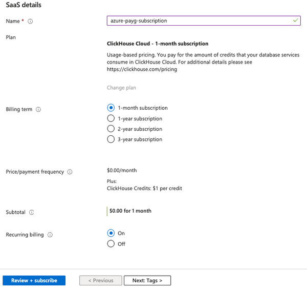 Azure Marketplace PAYG | ClickHouse Docs