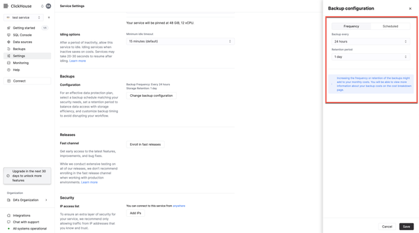 Configure backup schedules | ClickHouse Docs