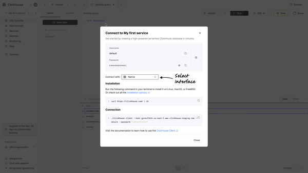 ClickHouse Cloud quick start | ClickHouse Docs