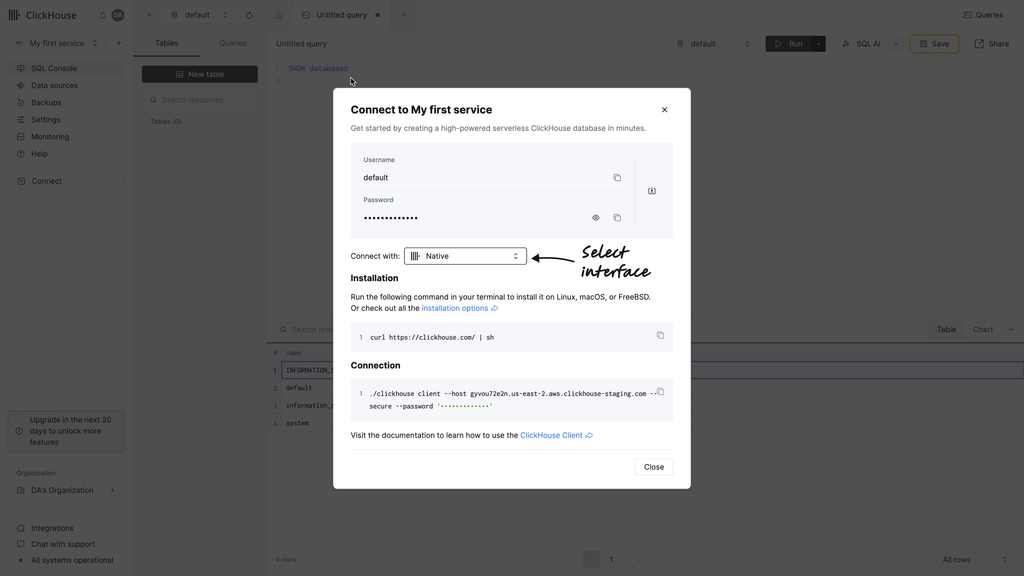 ClickHouse Cloud quick start | ClickHouse Docs