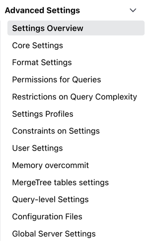Configuring settings | ClickHouse Docs