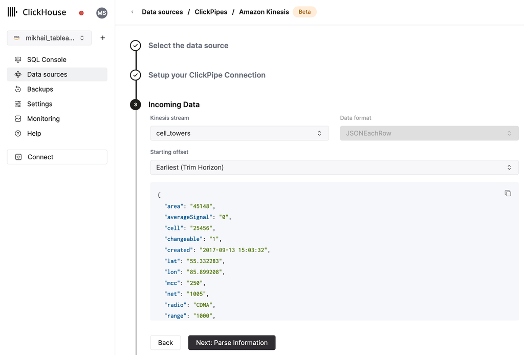 Integrating Amazon Kinesis with ClickHouse Cloud | ClickHouse Docs