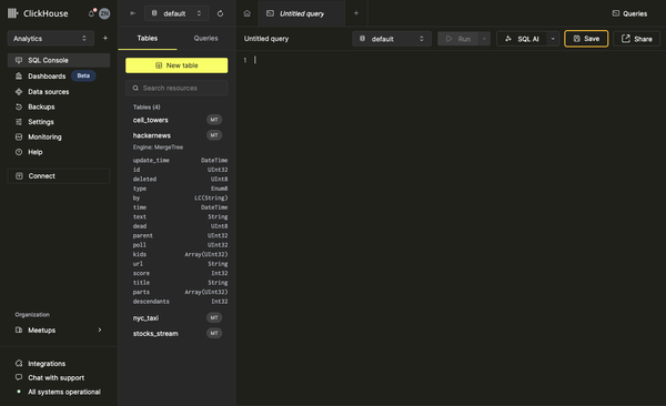 SQL console | ClickHouse Docs