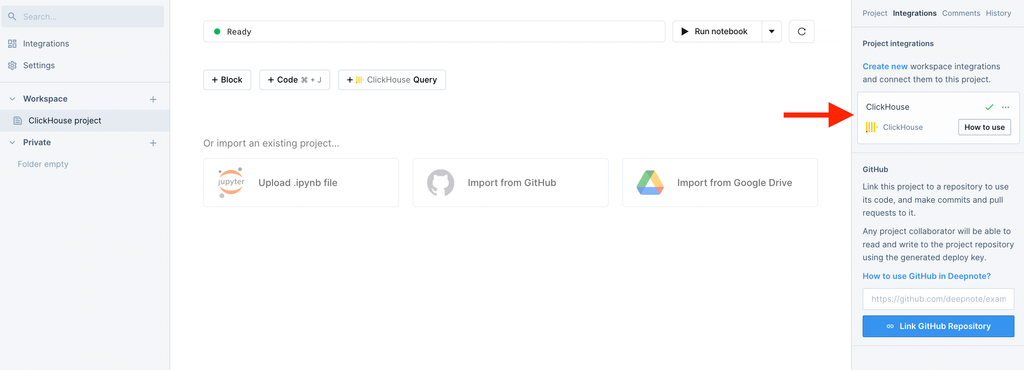Connect ClickHouse to Deepnote | ClickHouse Docs