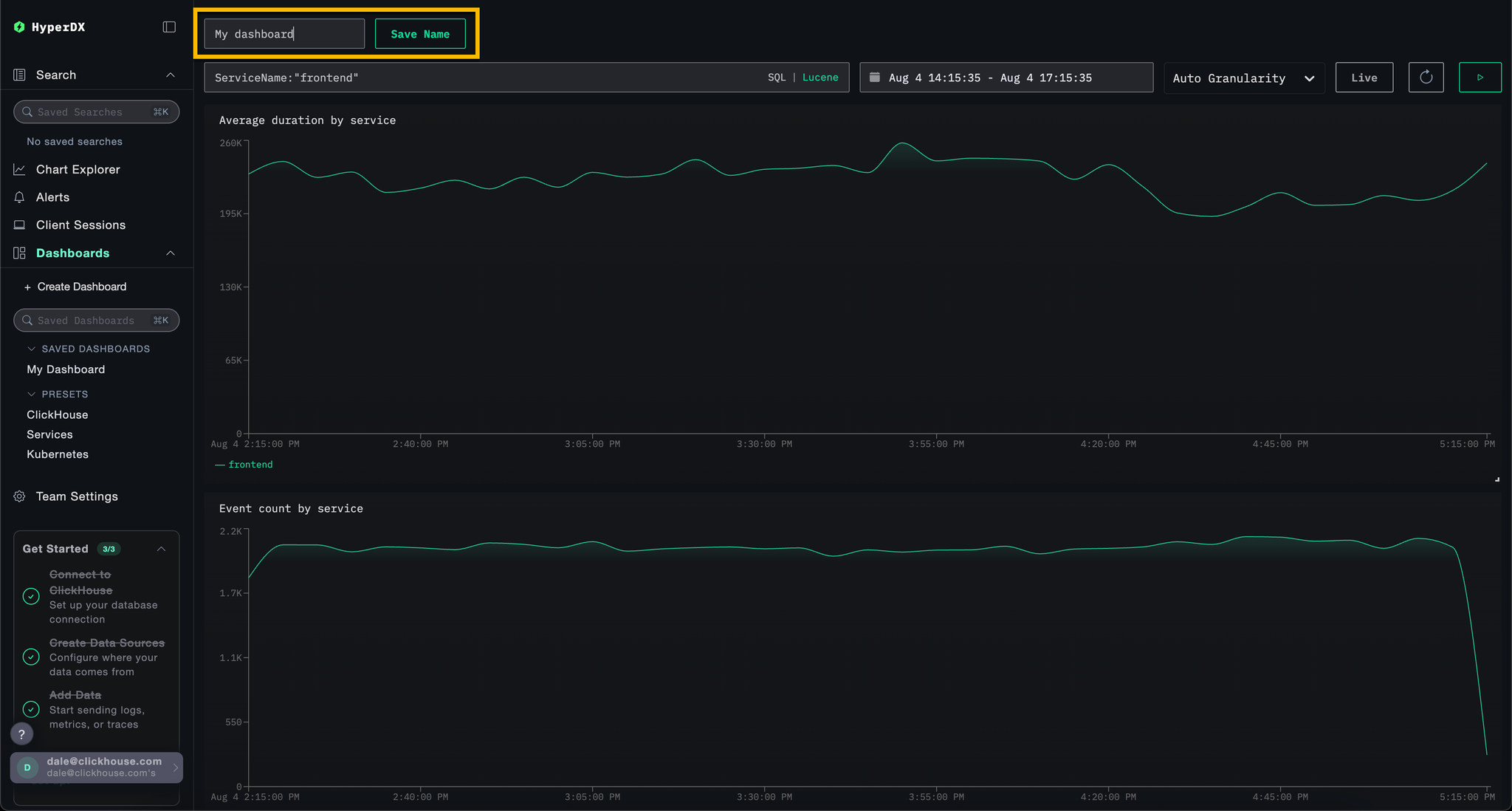 Visualizations and Dashboards with ClickStack | ClickHouse Docs