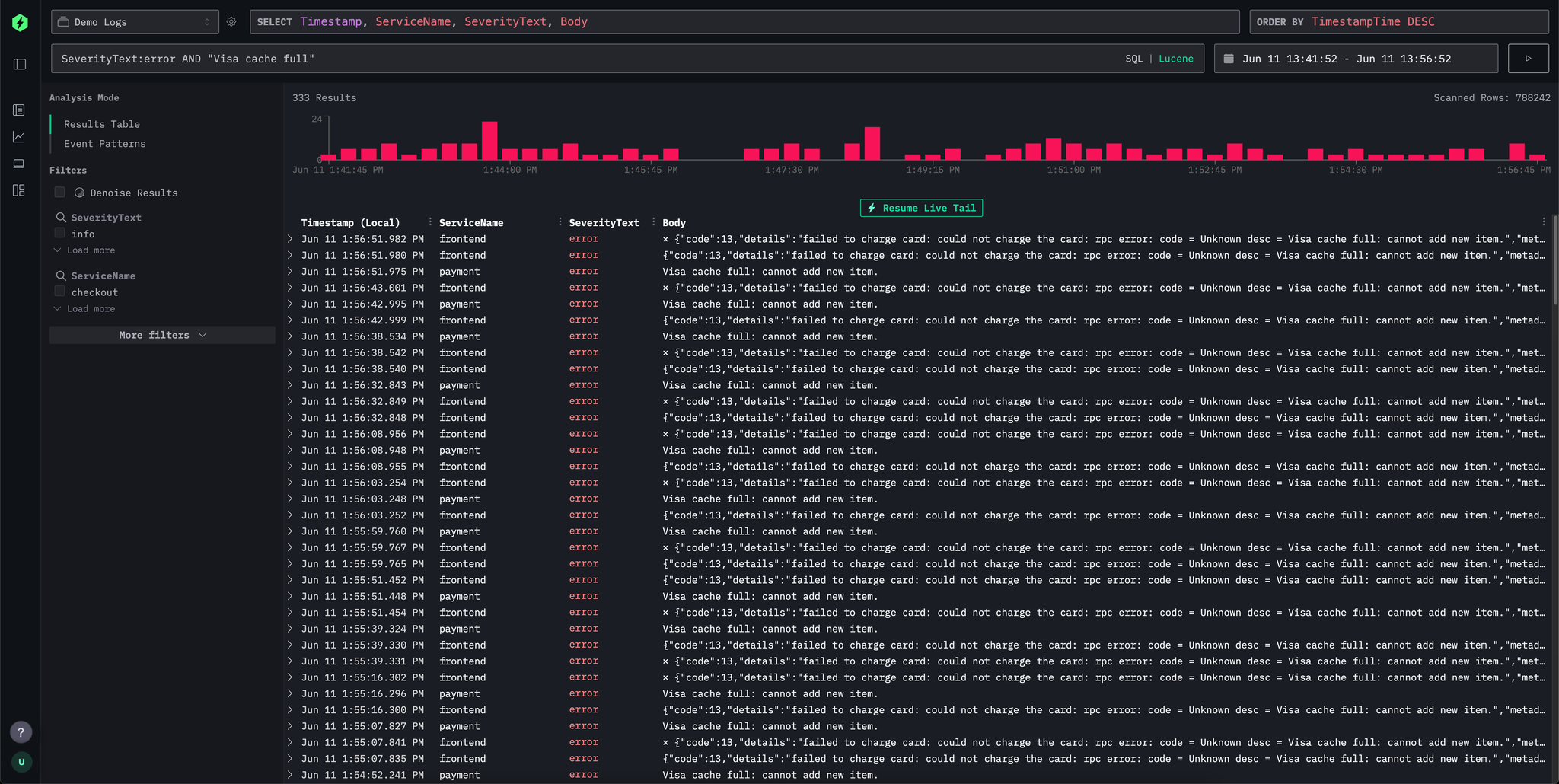 Searching in ClickStack and Elastic | ClickHouse Docs