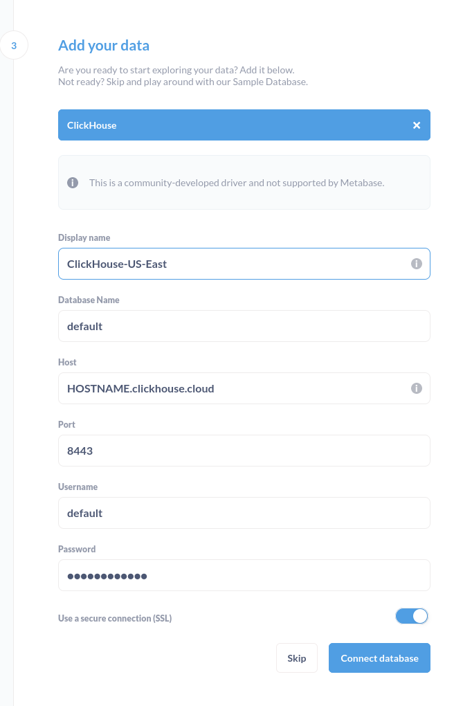 Connecting Metabase to ClickHouse | ClickHouse Docs