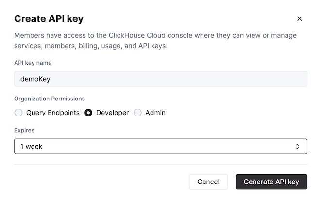 Managing API Keys | ClickHouse Docs