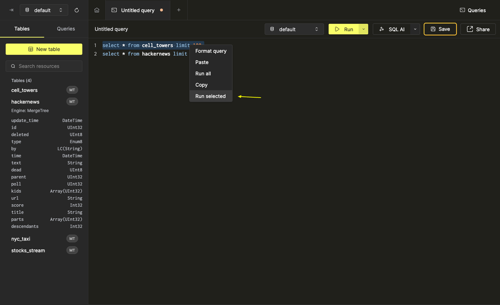 SQL Console | ClickHouse Docs