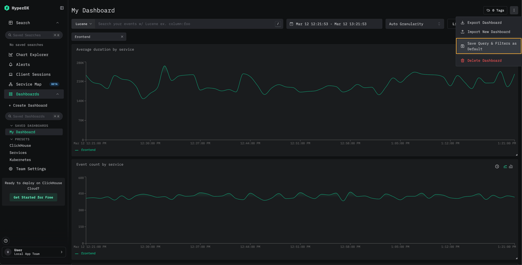 Visualizations and dashboards with ClickStack | ClickHouse Docs