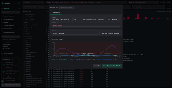 Alerts with ClickStack | ClickHouse Docs