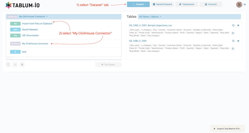 Connecting TABLUM.IO to ClickHouse | ClickHouse Docs