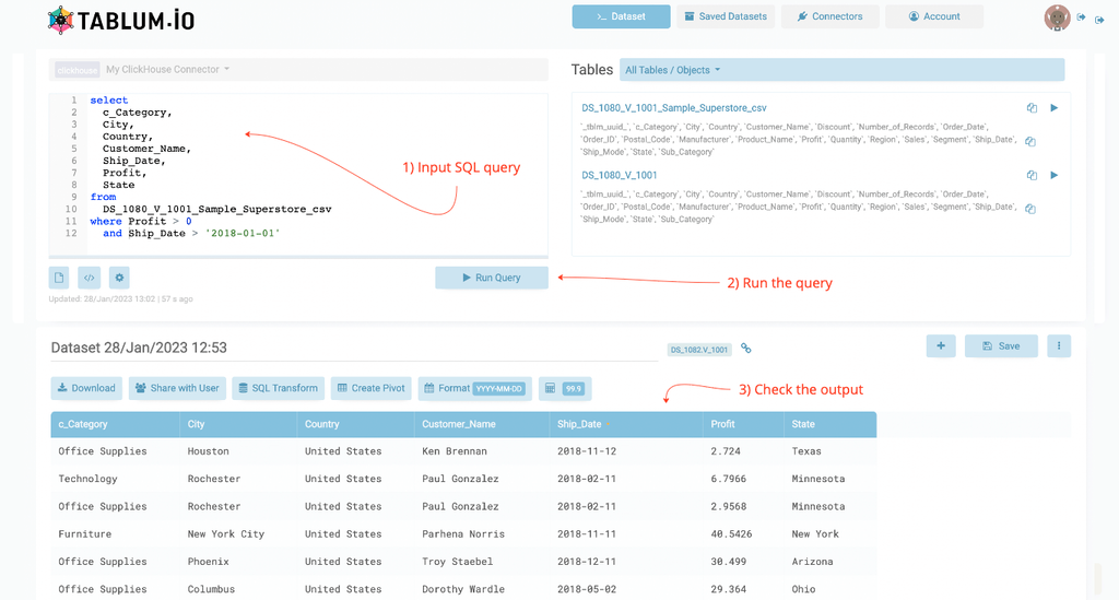 Connecting TABLUM.IO to ClickHouse | ClickHouse Docs