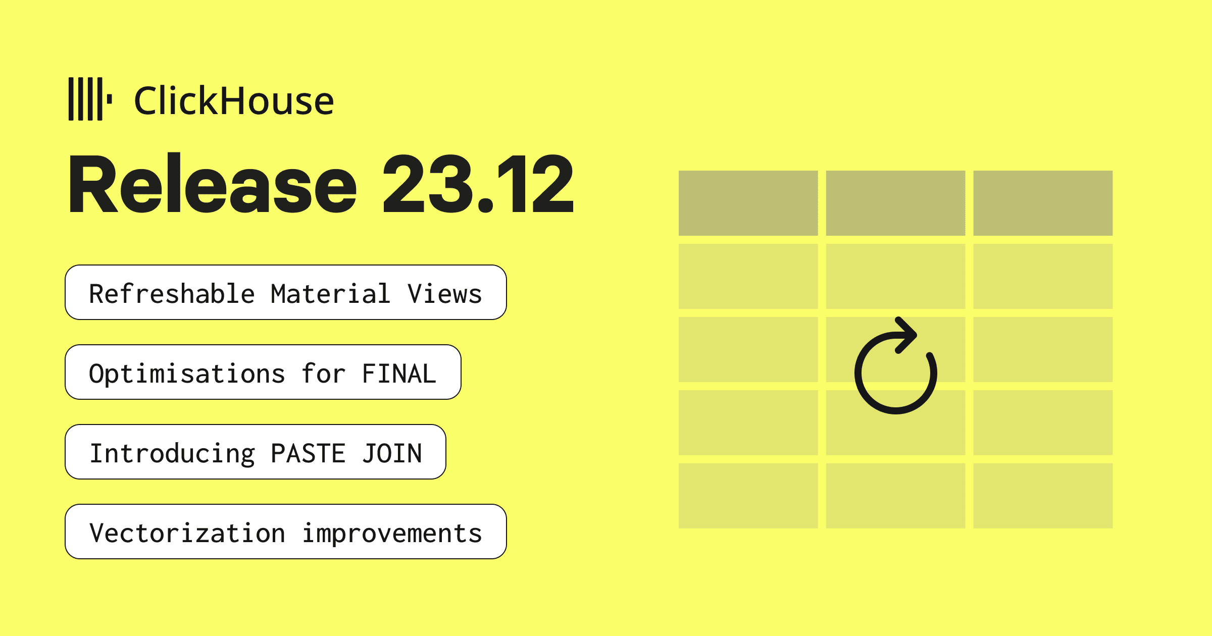 ClickHouse Release 23.12